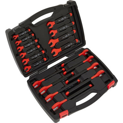 18pc Insulated VDE Open Ended Spanner Set 1000V Electricians Shock ...