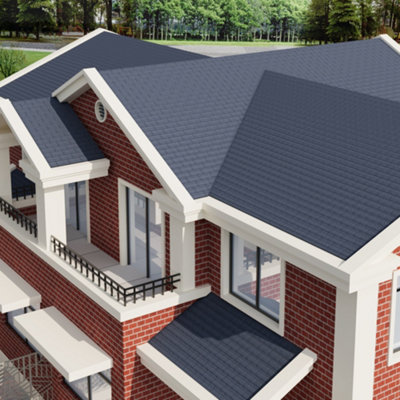 18Pcs Ocean Blue 3-Tab Asphalt Roof Shingles | DIY at B&Q