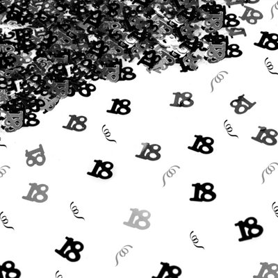 18th Birthday Confetti Black & Silver 4 pack x 14 grams birthday ...