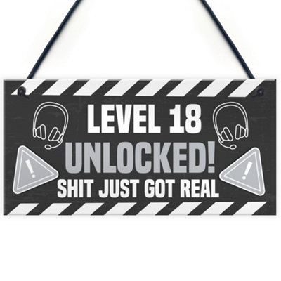 18th Birthday Gift Gamer Level Unlocked Gift For Him Her Men Funny Rude ...