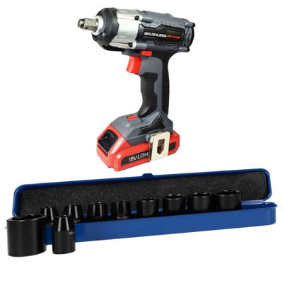 18v 1/2" Drive Li-on Cordless Battery Impact Gun & 10 Shallow Impact ...