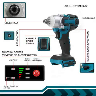 18V Compatible Cordless Impact Wrench half inch 520Nm Brushless ...