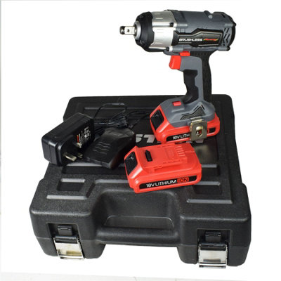 18v Lithium Li-ion Cordless Battery Impact Gun Wrench 350Nm with 2 ...