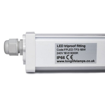 18w 2ft LED Ceiling Batten IP66 6000K
