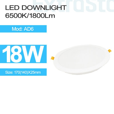 18W LED Downlight,6500K,1800 lumen | DIY at B&Q