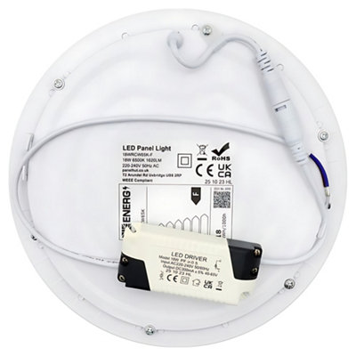 18w LED Round Recessed Ceiling Panel 6500k Cool White