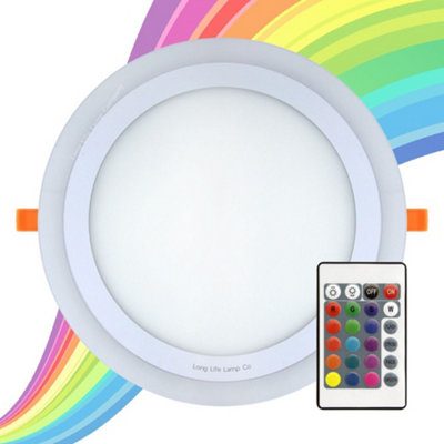 18w RGB Round LED Ceiling Panel with 6w Colour Changing Ring Remote ...