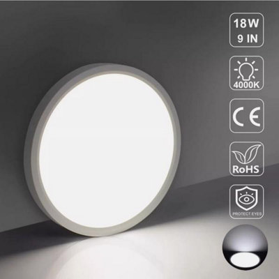 18w Round LED Ceiling Light Panel Down Lights Kitchen Bathroom Living ...