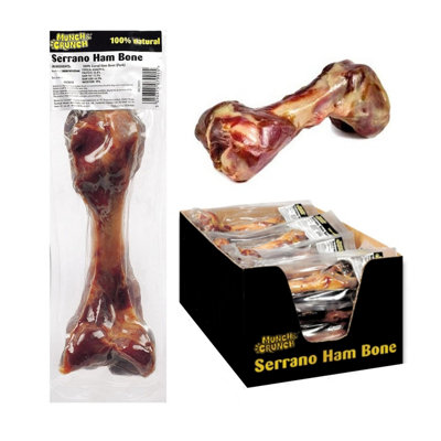 18x Munch & Crunch Serrano Ham Bone 100% Natural Cured Dog Bone Protein ...