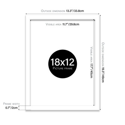 18x12 White Picture Frame (45.7 x 30.5cm) Poster, Photo, Artwork ...