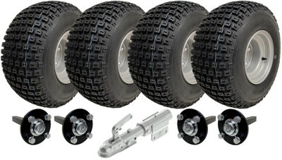 18x9.50-8 Twin Axle ATV Knobby Quad Trailer Kit Wheels, Axles Swivel ...