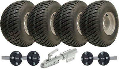 18x9.50-8 Twin Axle ATV Knobby Trailer Kit Wheels, ALKO Axles Swivel ...