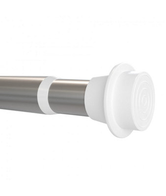 19-22mm Extendable No Drill Eyelet Metal Curtain Pole - Silver