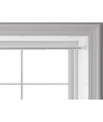 19-22mm Extendable No Drill Eyelet Metal Curtain Pole - Silver