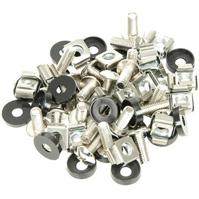 19" M6 Equipment Rack Spares Clip Nuts Bolt Captive Cage Washer Screw ...
