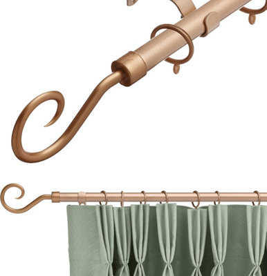 19 mm Extendable Metal Curtain Pole Rods - Bronze (Crook Finials, 70 ...