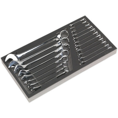 19 Piece Combination Spanner Set with Tool Tray - Tool Box Tray Tidy ...