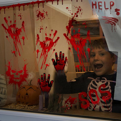 191PCS 10 Sheets Large Halloween Scary Decorations Window Stickers & 10 ...