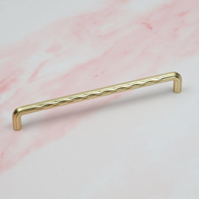 192mm Brass Gold Cupboard Handles Textured Grooved Knurled Bar Pull ...