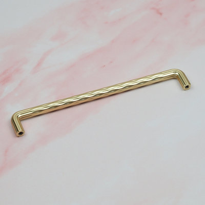 192mm Brass Gold Cupboard Handles Textured Grooved Knurled Bar Pull ...