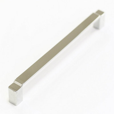 192mm Polished Chrome Cabinet Handle Silver Stepped Kitchen Cupboard ...