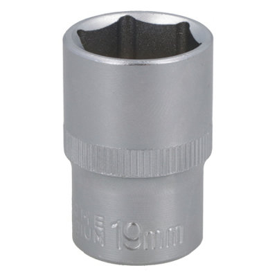 19mm 1/2" Dr Socket Super Lock Metric Shallow CRV Knurl Grip 6 Point
