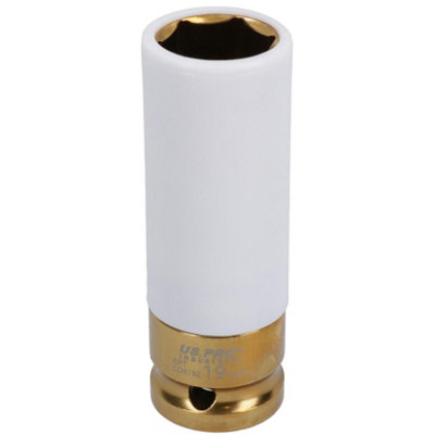 19mm 1/2" Drive Double Deep Alloy Wheel Nut Socket 6 Sided Single Hex