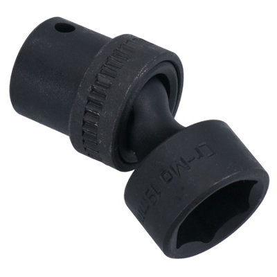 19mm 3/8in Drive Universal Swivel Wobble Metric Impact Shallow Socket