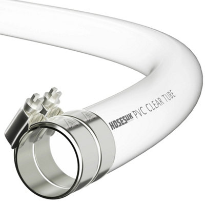 19mm 5 Metre PVC Clear Plastic Flexible Hose Pipe With FREE Stainless ...