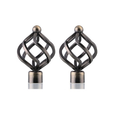 19mm Curtain Pole Ends Finials Pack of 2 Adjustable Screws Available in ...