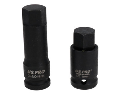 19mm Short (53mm) + Long (78mm) Impacted Hex Allen key Sockets 1/2 ...