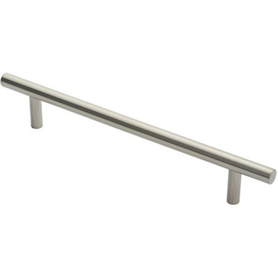 19mm Straight T Bar Pull Handle 300mm Fixing Centres Satin Stainless ...
