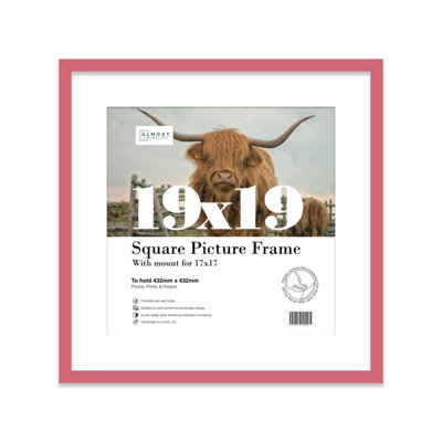 19x19" Pink Picture Frame - 19x19" Square Frame with 17x17" Mount for ...