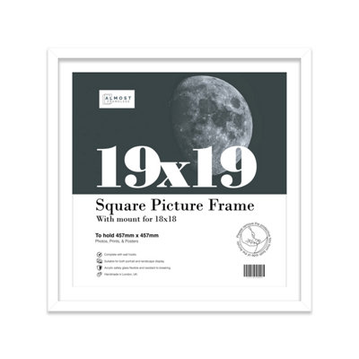 19x19" White Picture Frame - 19x19" Square Frame with 18x18" Mount for ...