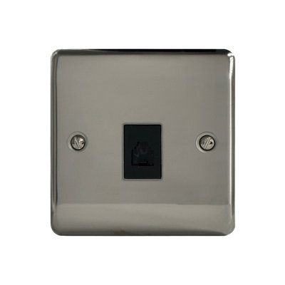 1G USA RJ11 Telephone Skt Black Nickel, Black Insert