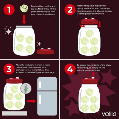 1L Fermentation Jars with Airlock - 2 Pack Kimchi, Kombucha, Sourdough ...