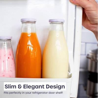 1L Glass Milk Bottles with Leakproof Lids 4 Pack Reusable Beverage ...