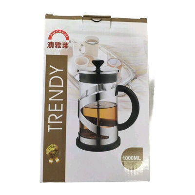 1L RENCH PRESSER Stainless Steel Glass Teapot Filter Tea Kettle Coffee ...