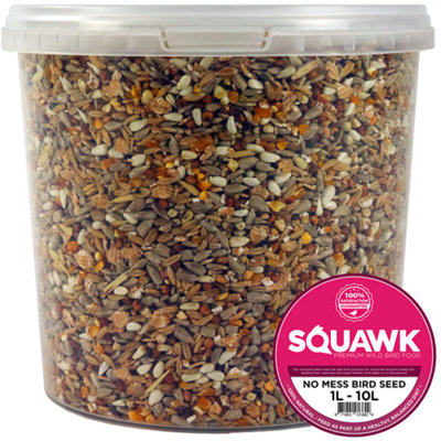 1L SQUAWK No Mess Seed Mix - Husk-Free Premium Grade Wild Bird Food Mixture