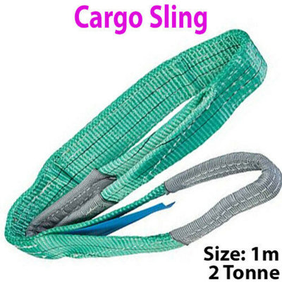 1m 2 Tonne (2000KG) Flat Webbing Strong Cargo Sling Lifting Crane Hoist ...