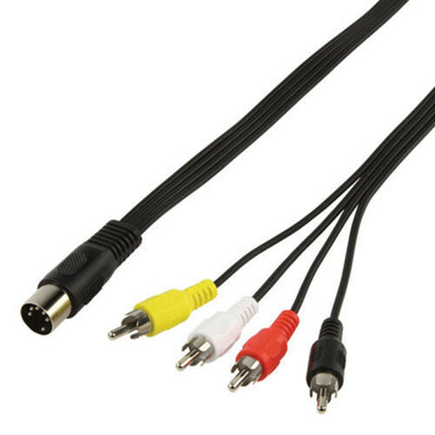 1m 5 Pin DIN Plug To 4 RCA Male Audio Adapter Phono Cable Lead Camera ...
