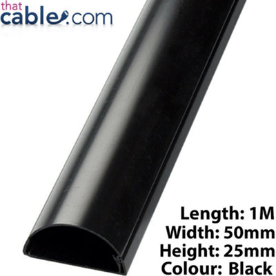 1m 50mm x 25mm Black Scart / Data Cable Trunking Conduit Cover AV TV Wall