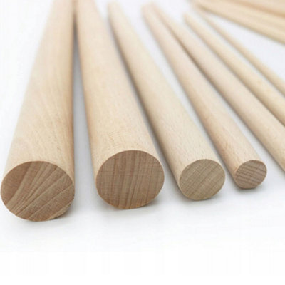 1M Beech Dowel Smooth Wood Rod Pegs 1 Meter (10mm Diameter, 10 Pack)