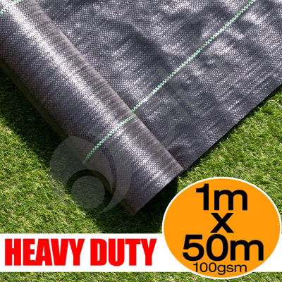 1m by 50m Dihl Weed Membrane Roll Black Polypropylene Weed Membrane ...
