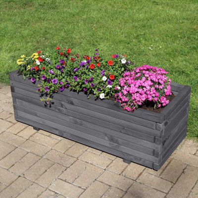 1m Grey Pine Raised Trough Planter | DIY at B&Q