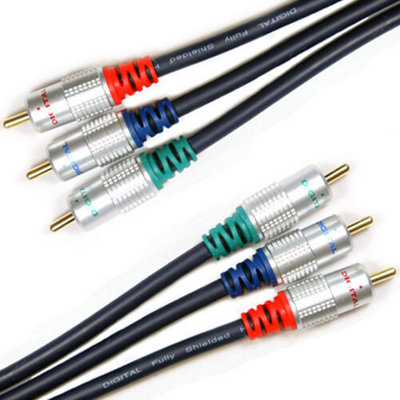 1m HD Component Video Cable Quality Gold Male to Male Lead RGB YPbPr ...