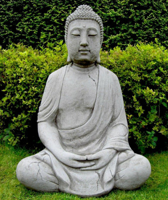 1m High Large Meditating Stone Cast Buddha Statue