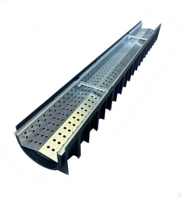 1m Length Drainage Black Channel with Galvanised Gravel Grate for ...