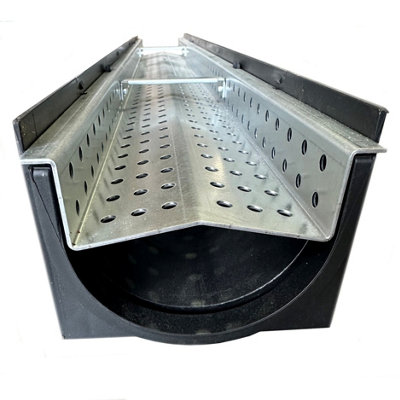 1m Length Drainage Black Channel with Galvanised Gravel Grate for ...