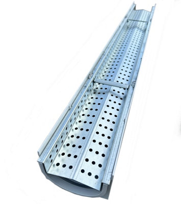 1m Length Drainage Light Grey Channel with Galvanised Gravel Grate for ...